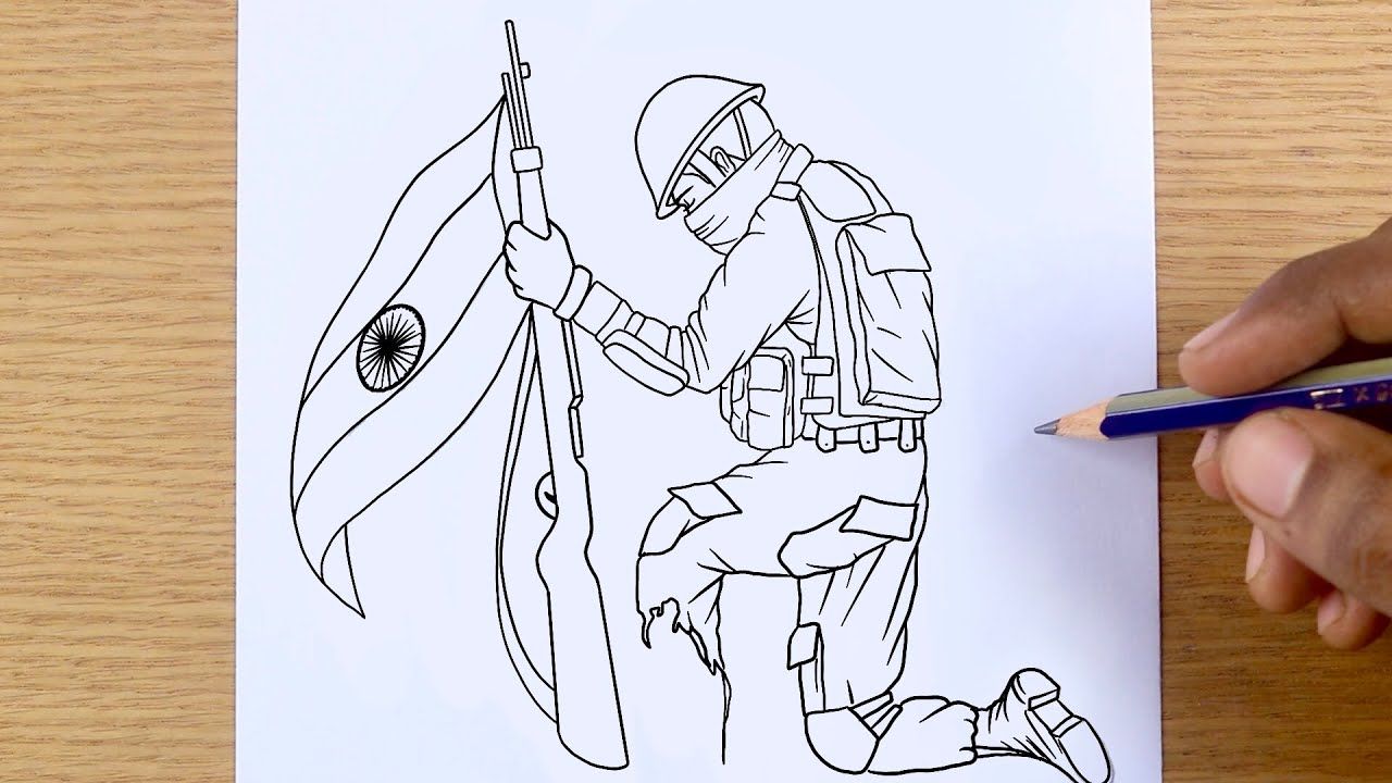 Easy Drawing of Indian Army: A Step By Step Guide | Abirpothi